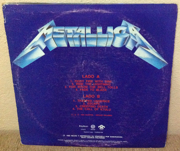 METALLICA - RIDE THE LIGHTNING (VINILO SIMPLE) (VZLA 1993 ...